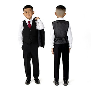 Spring Notion Big Boys' Modern Fit Dress Suit Set 10 Black w/Burgundy Tie