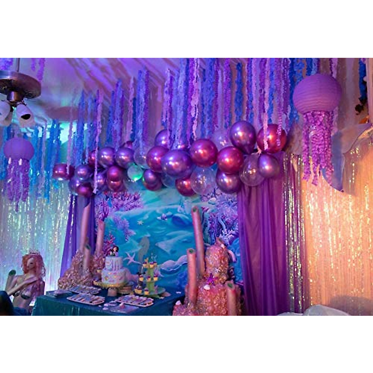 60pcs Purple Pink Chrome Shiny Metallic Latex Balloons 12inch Perfect for Birthday Party Bridal Baby Shower Engagement Wedding Party Decor (pink,purple)