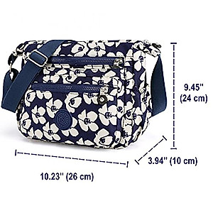Crossbody Bag for Women Waterproof Multi-Pocket Messenger Bag Large Capacity Lightweight Shoulder Bag Handbags for Daily Use Work Travel (Floral White)