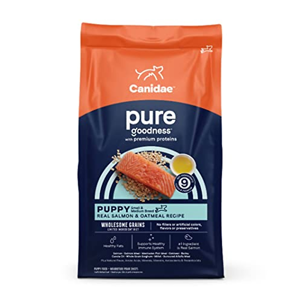 CANIDAE Pure Limited Ingredient Premium Puppy Dry Dog Food, Real Salmon & Oatmeal Recipe, 4 lbs, with Wholesome Grains