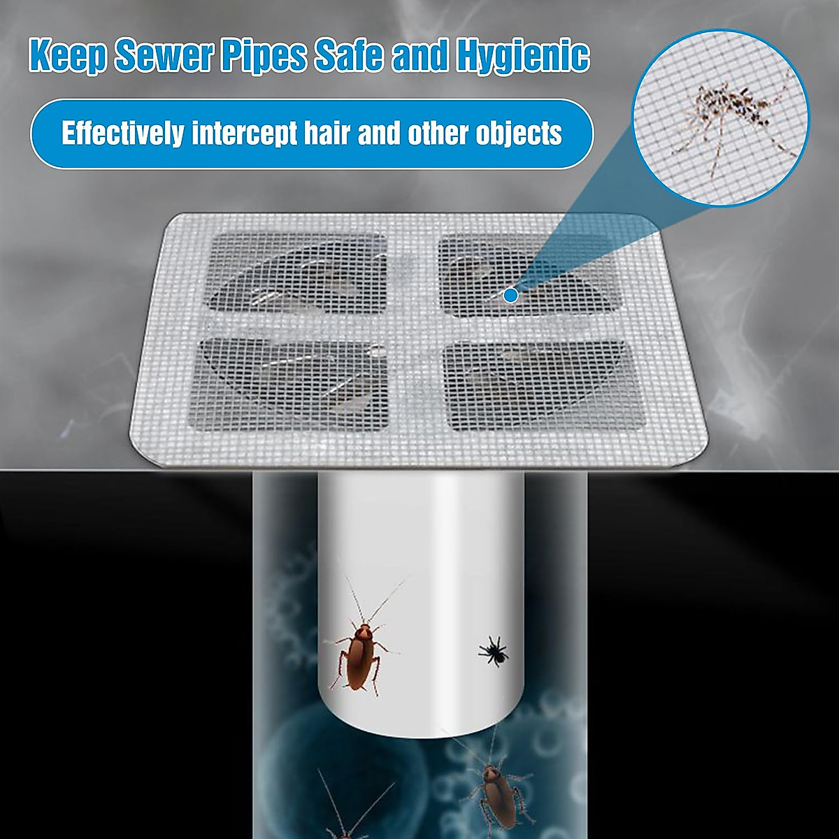 Disposable Shower Drain Cover Hair Catcher, 2024 New Shower Drain Hair Catcher Mesh Stickers, 4 in X 4 in Disposable Shower Drain Hair Catcher Floor Drain Sticker for Shower Kitchen (50 PCS)