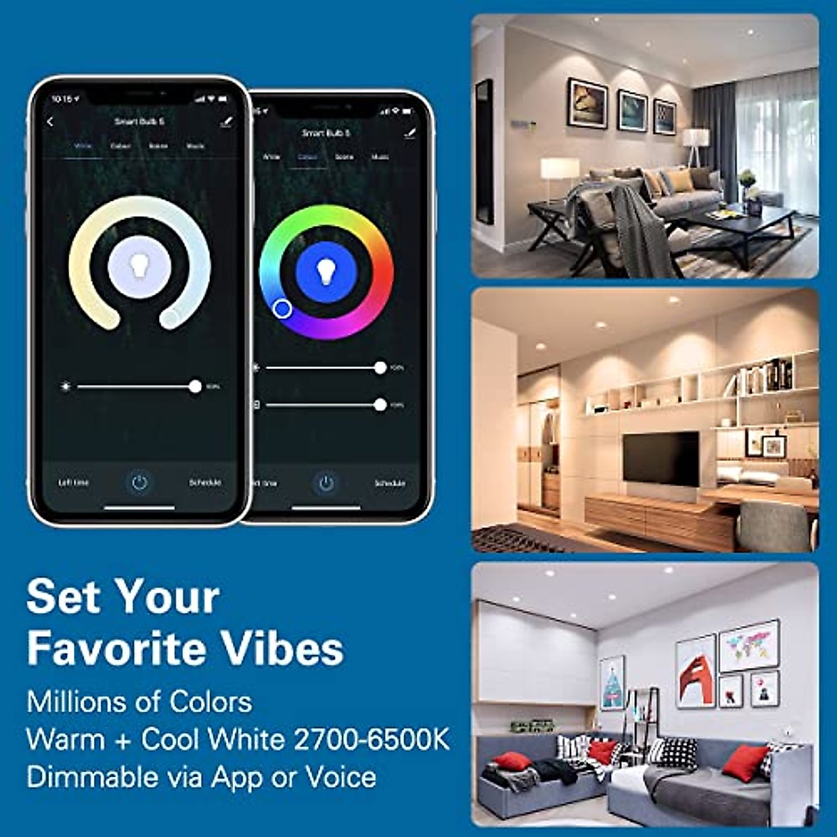 MoKo Smart WiFi LED Spot Light Bulb 5W GU10 Dimmable Spotlight RGB + Cool + Warm Light Work with Alexa Echo,Google Home,Compatible with SmartThings, Voice/APP Control, Timer, 2.4GHz Network, 4 Pack