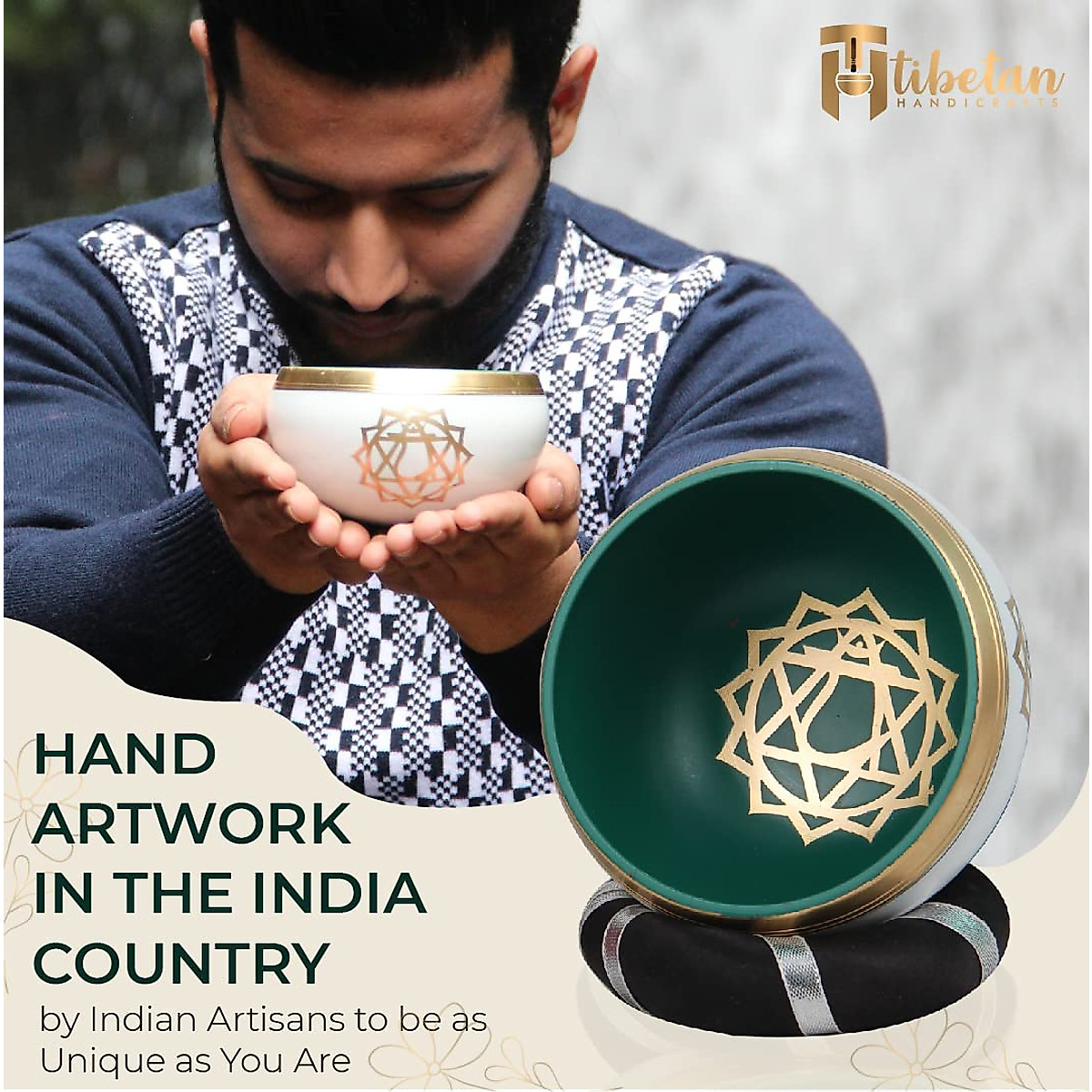 Tibetan Singing Bowl Set - Easy To Play Authentic Handmade For Meditation Sound 7 Chakra Healing by Tibetan Handicrafts