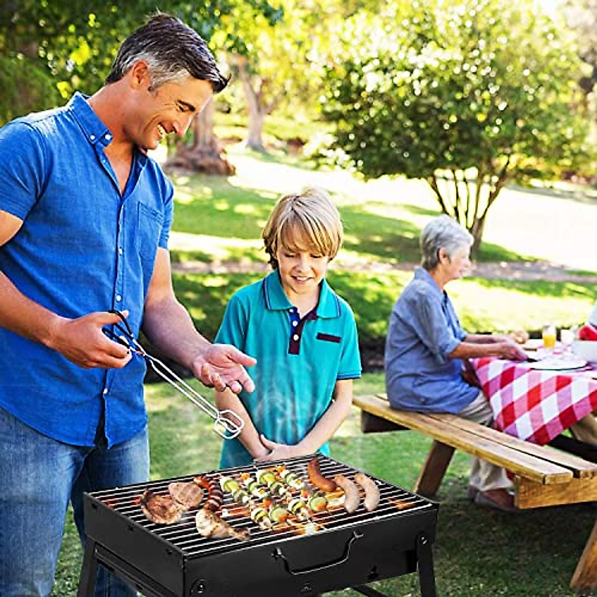 Charcoal Grill, BBQ Grill Folding Portable Lightweight smoker Grill, Barbecue Grill Small desk Tabletop Outdoor Grill for Camping Picnics Garden Beach Party