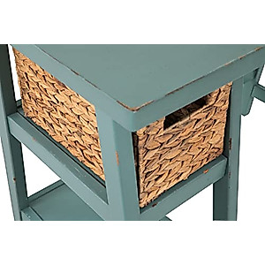 Signature Design by Ashley Mirimyn Vintage 42" Home Office Desk with Basket, Distressed Blue,Teal