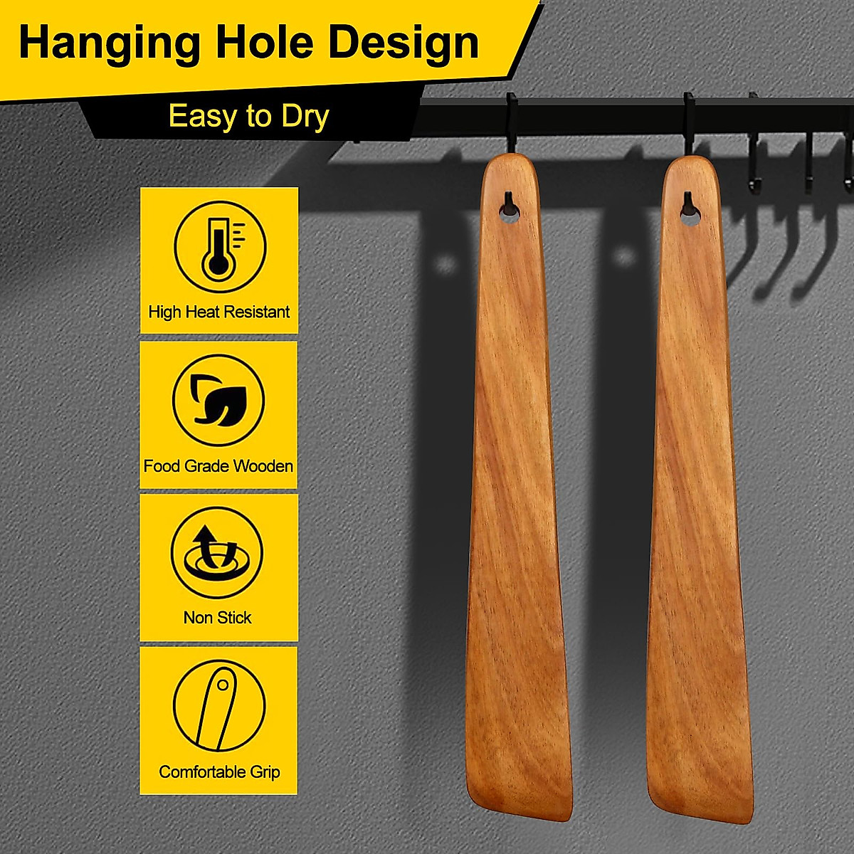 Best Wooden Spatula for Cooking Kitchen Turner Spatula Teak Wood Scraper Spatula Serving Baking Spatula Non Stick Kitchen Utensils Flat Fish Spatula Egg Flipper Spatula