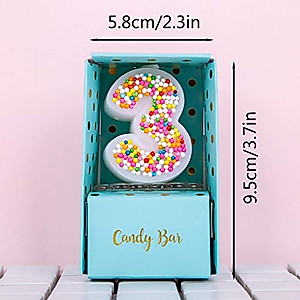 Sweety Colorful Candy Number Cake Topper Candle for Brithday Party Baby Shower and Wedding Party Supplies Favor (Three)