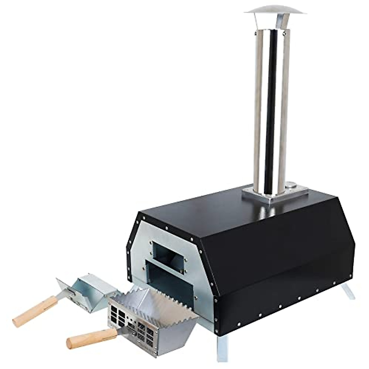 Elevon Pizza Oven Wood Fired Pizza Maker, Portable Stainless Steel, Pizza Grill, Outdoors with Pizza Peel and Pizza Stone