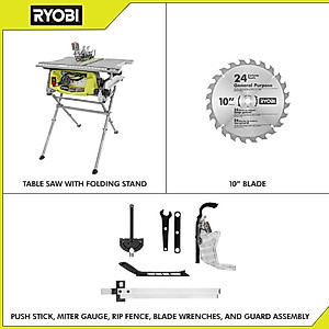 RYOBI RTS12 15 Amp 10 in. Table Saw with Folding Stand (Renewed)