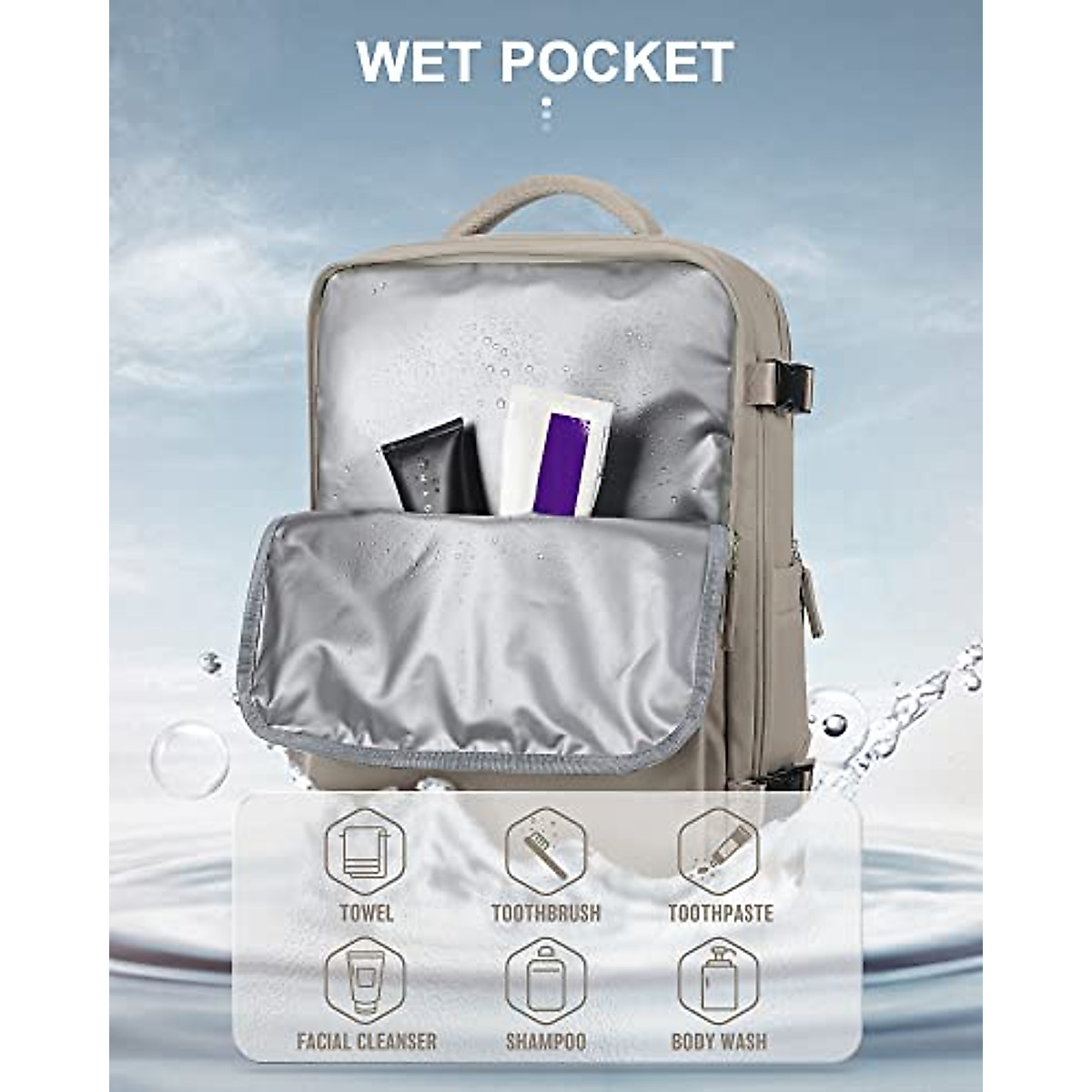 bergsalz Brown Travel Backpack Essentials For Women Men Airline Approved Personal Item Travel Bag Carry On Bag Gym Waterproof Backpack Purse  College Laptop Bag