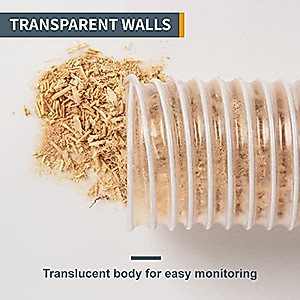 POWERTEC 70143 4" x 20' PVC Dust Collection Hose for Dust Collector for Woodworking and Shop Vacuum, 4 Inch Dust Collector Hose for Dust Collection Fittings, Clear