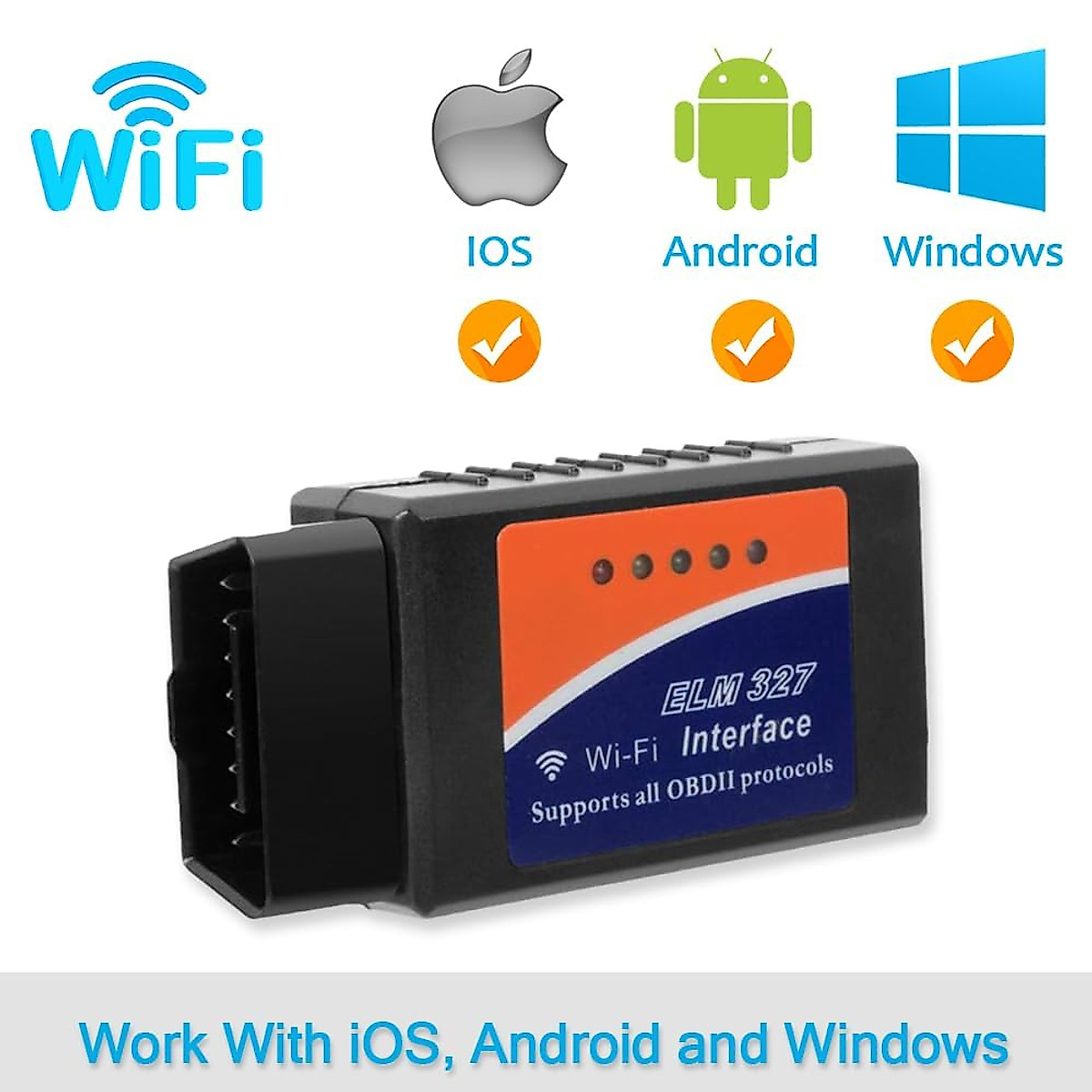 Elm327 WiFi OBD2 Interface Can Bus Scanner Diagnostic Tool with Original 25k80 Chip Support iOS/Android V2.1