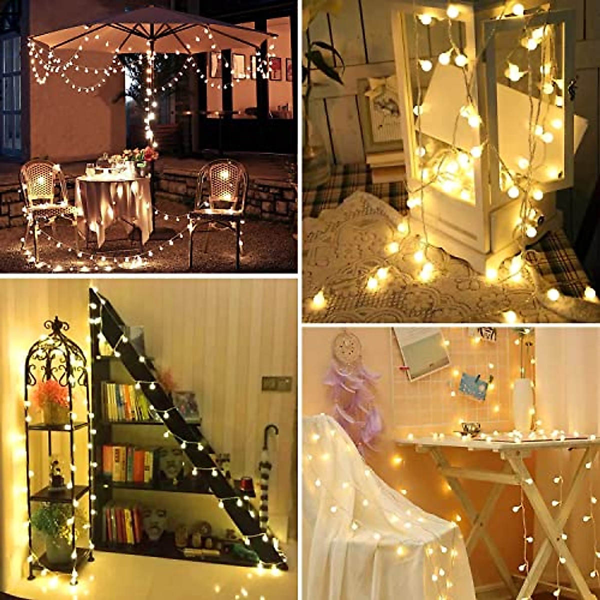 LCHUANG Battery Operated String Lights 66FT 200LEDs - Each 33FT 100LEDs 8 Mode Waterproof Christmas Fairy Lights Indoor Outdoor Hanging Globe Decorative Lights for Home Party Patio Garden Wedding