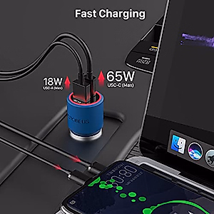 WOTOBEUS 83W USB C Car Charger Adapter, PD 65W PPS 45W+USB-A 18W Super Fast Charging Type-C Cigarette Lighter for iPhone 14 13 Pro Plus Max Samsung Galaxy S23/22/21 Ultra iPad MacBook Laptop Pixel