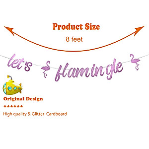 Pink Glitter Let's Flamingle Party Banner,Summer Tropical Hawaiian Bachelorette Party Bridal Shower Party Decorations Supplies