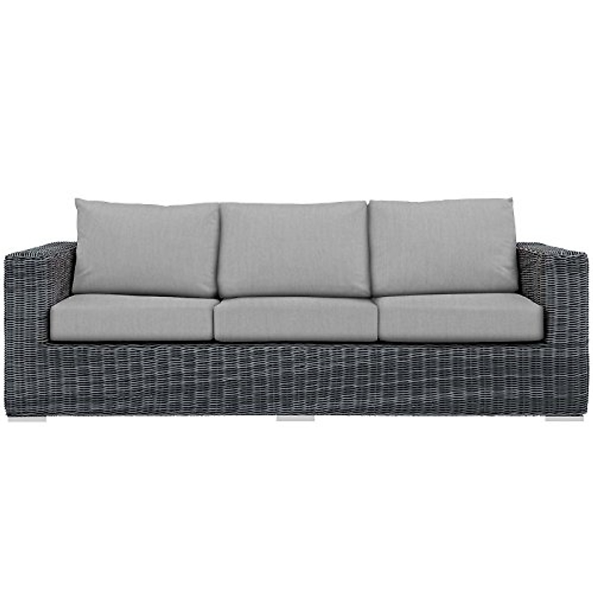 Modway Summon Wicker Rattan Outdoor Patio Sunbrella Sofa in Canvas Gray