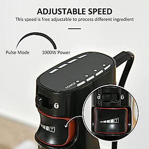 HOMCOM Immersion Hand Blender, 400W 4-in-1 Handheld Stick Blender with Adjustable Speed, 500ml Chopper, Egg Whisk, 800ml Measuring Cup, and Stainless Steel Blades, Silver/Black