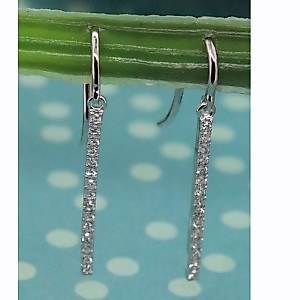Dazzlingrock Collection 0.25 Carat (ctw) Round White Diamond Vertical Bar French Wire Dangle Earrings for Women in 10K White Gold