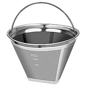 #4 Reusable Permanent Cone Coffee Filters, 8~12 Cup Size 4 Coffee Filters, Perfect Fit for Cuisinart Hamilton Beach Coffee Maker Filter, Replace Cuisinart GTF Gold Tone Coffee Filters