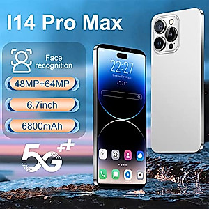 Unlocked Android11 Smartphone,4GB RAM 64GB ROM Cell Phone,16MP Camera,Ten Cores Processor,Face Recognition,BT,FM,GPS,7000mAh,White
