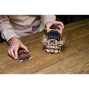 UGEARS 3D Puzzle for Board Games – Deck Box for up to 120 Game Cards - Unique Mechanical Devices for Family Tabletop Role-Playing Games - Wooden Construction Kits for Adults