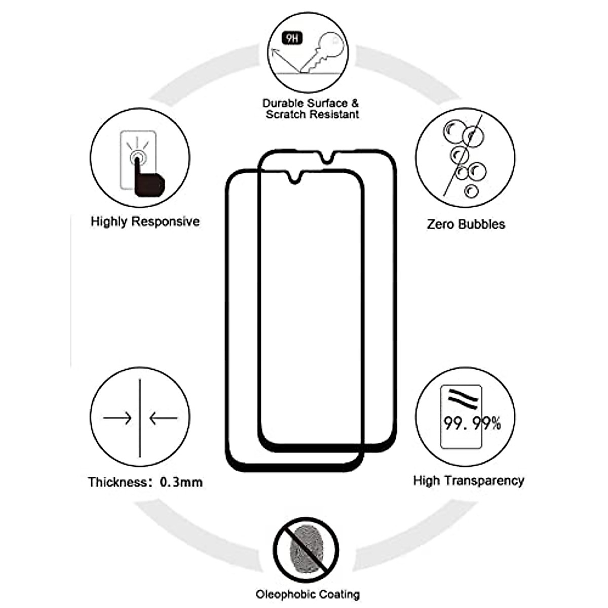 Compatible with Honor X7 Case Kickstand with Tempered Glass Screen Protector [2 Pieces], Hybrid Heavy Duty Armor Dual Layer Anti-Scratch Phone Case Cover, Blue