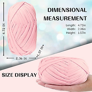 2 PCS T-Shirt Yarn Elastic Fabric Crochet Cloth Yarn for DIY Knitting, Spaghetti Yarn Thick Knitting Yarn for Hand DIY Bag Blanket Cushion Crocheting Projects,Home Decor (Pink)