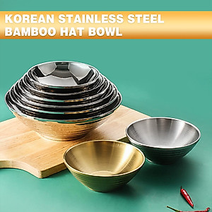 Cakina Placement Mats for Dining Table Round Ramen Bowls Stainless Steel Serving Bowls Insulated Bowls for Ramen Metal Bowls Double Walled Soup Bowl Dinner Table Set for 6 (A, A)