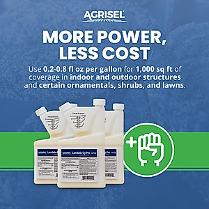 Agrisel Lambda-Cy Pro 9.7 CS Insect/Pest Control Safe for Poultry Houses, Residential & Commercial, Effective Against 55 Pests, Outdoor/Indoor, Includes 3-Pack of Agrisel Protective Gloves, 32 Ounces