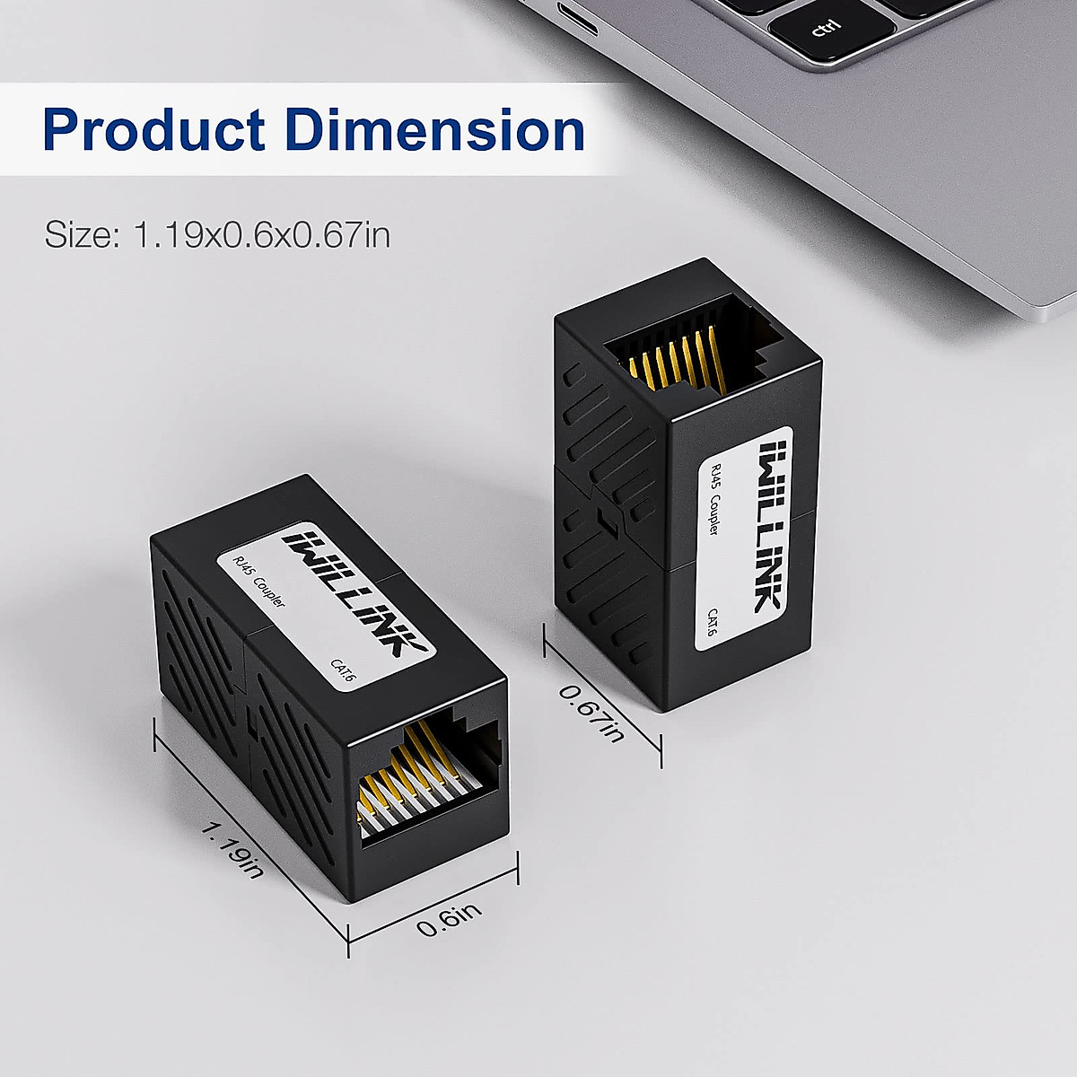 Iwillink RJ45 Coupler Ethernet Connector, Female to Female RJ45 Connector for Cat7 Cat6 Cat5e Cat5 Ethernet Cable, Extender Adapter, 10 Pack, Black