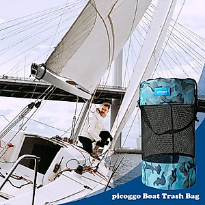 picoggo Boat Trash Bag Portable Outdoor Mesh Trash Can Reusable Leakproof for Boat, Kayak, Camping, Fishing, Sandbar or RV