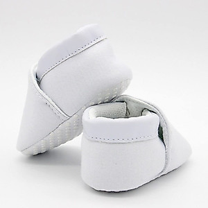 Baby Boys Soft Cross Baptism Christening Shoes Premium Sole Infant/Toddler Sneaker, 6-12 Months White-a