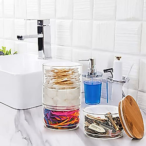 Coloch 4 Tier Stacking Glass Jars with Airtight Bamboo Lid, 12oz Clear Food Storage Canister Set Decorative Glass Jars for Candies, Nuts, Condiments, Tea, Tiny Crafts, Kitchen, Living Room