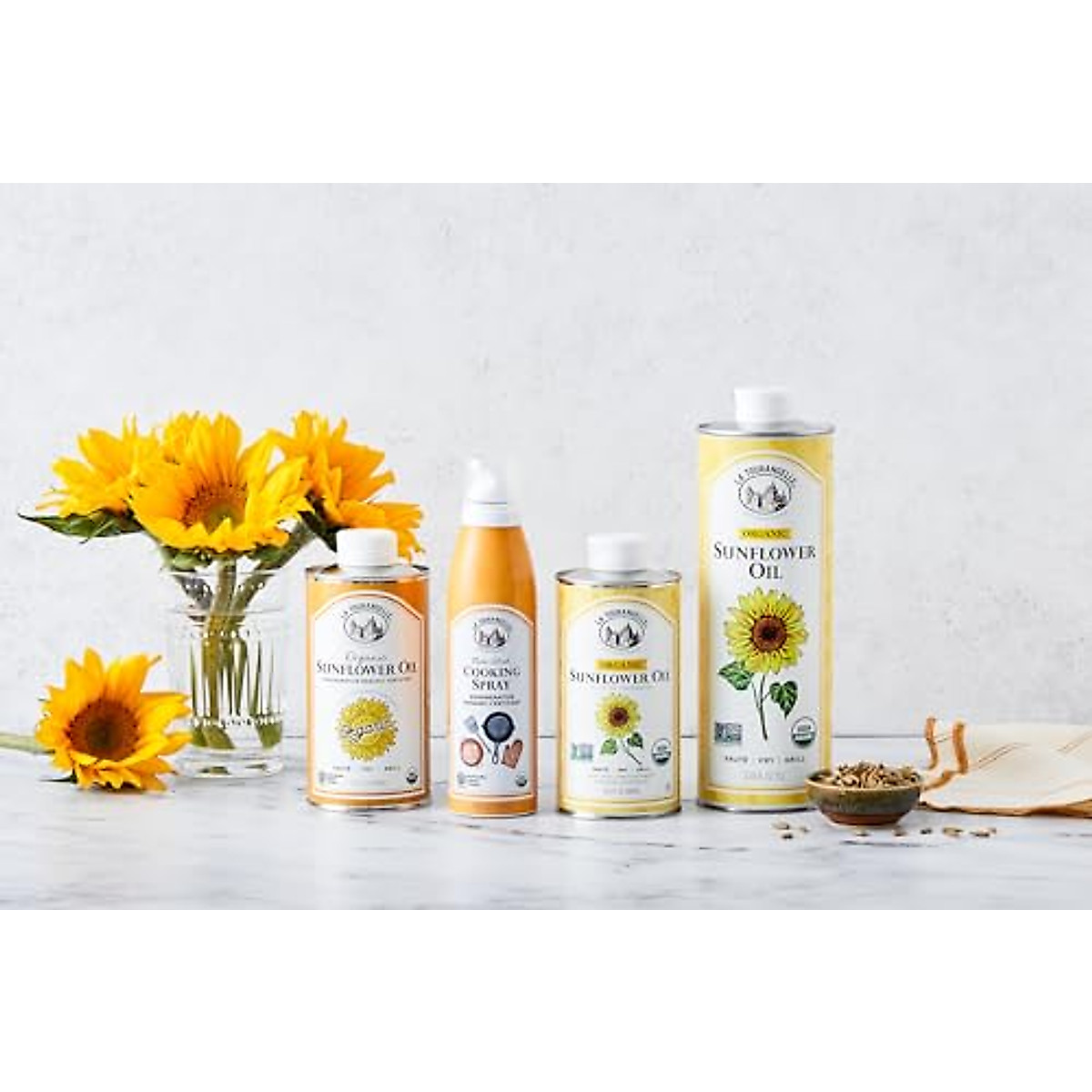 La Tourangelle, Organic High Oleic Sunflower Oil, Neutral Oil For Medium to High Heat Cooking and Skin Care, Non GMO, Pesticide and Chemical Free, 16.9 Fl Oz