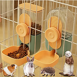 Kenond 35oz Hanging Automatic Pet Food Water Dispenser, Auto Gravity Pet Feeder and Waterer Set, Cage Cat Food Bowl Dog Feeding Station for Puppy and Kitten Rabbit Chinchilla Hedgehog Ferret