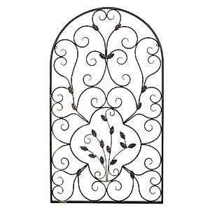 TGKPT 41" Spanish Arch Wall Decor， Metal Semi-Circular Wall Art with Leaf Shape, Retro Decorative Iron Ornament for Wall, Garden, Home