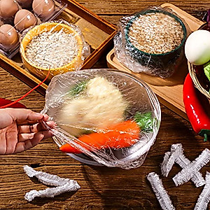 TaoBary Disposable Food Covers Elastic Plastic Covers with Elastic Edge 16.5" Food Storage Covers Reusable Stretch Bowl Covers for Outside Picnic Clear Plate Wrap Food Lids for Leftovers (300 Pcs)