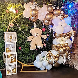 Baby Shower Decoration Baby Balloon Box - 4 pcs Transparent Balloons Boxes with BABY Letter ,White Baby Blocks Centerpieces Party Favors for Baby Girl Boy Birthday Gender Reveal Backdrop