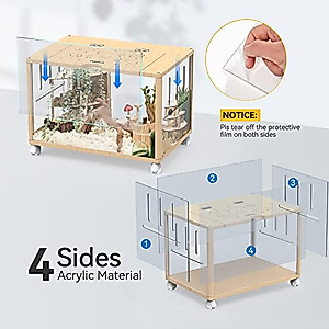 TWOCA Hamster Cages,Wooden Hamster Cage,Acrylic Hamster Cage,Hand-Carved Hamster cage,Suitable for Hamster/Chinchilla/Rabbit/Chicks