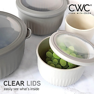COOK WITH COLOR Prep Bowls with Lids- Deep Mixing Bowls Nesting Plastic Small Mixing Bowl Set with Lids (Grey Ombre)