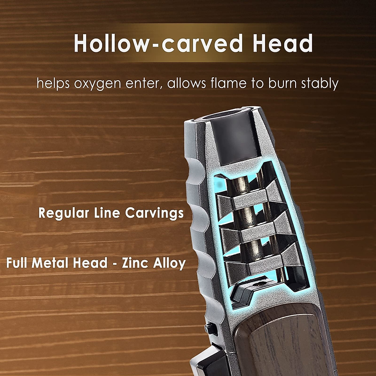 Zoocura Big Jet Butane Torch Lighters,6.7 Inch Refillable Windproof Jet Flame Adjustable Butane Lighter for Grill Kitchen BBQ Camping(Gas Not Included)