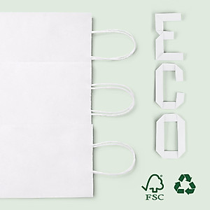 MESHA Gift Bags White Paper Bags 20Pcs 5.25x3.75x8 Inches Small Paper Gift Bags with Handles Bulk,Kraft Bags,Grocery Shopping Bags,Wedding Party Favor Bags