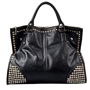 Cayla Women Tote Handbag shinestone Ladies Purse Crossbody Shoulder Bag top handle Hobo Satchel bag, Black, Large