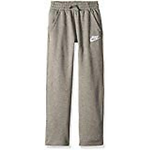 NIKE Sportswear Boys' Club Fleece Open Hem Pants, Carbon Heather/White, Large