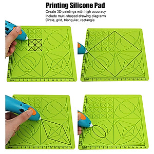 YILUFA 3D Printing Silicone Mat Template Pad Copy Board + 2Pcs Finger Cover Drawing Tools Green Type C,Material Silicone,170 X 170mm / 6.7 X 6.7in,