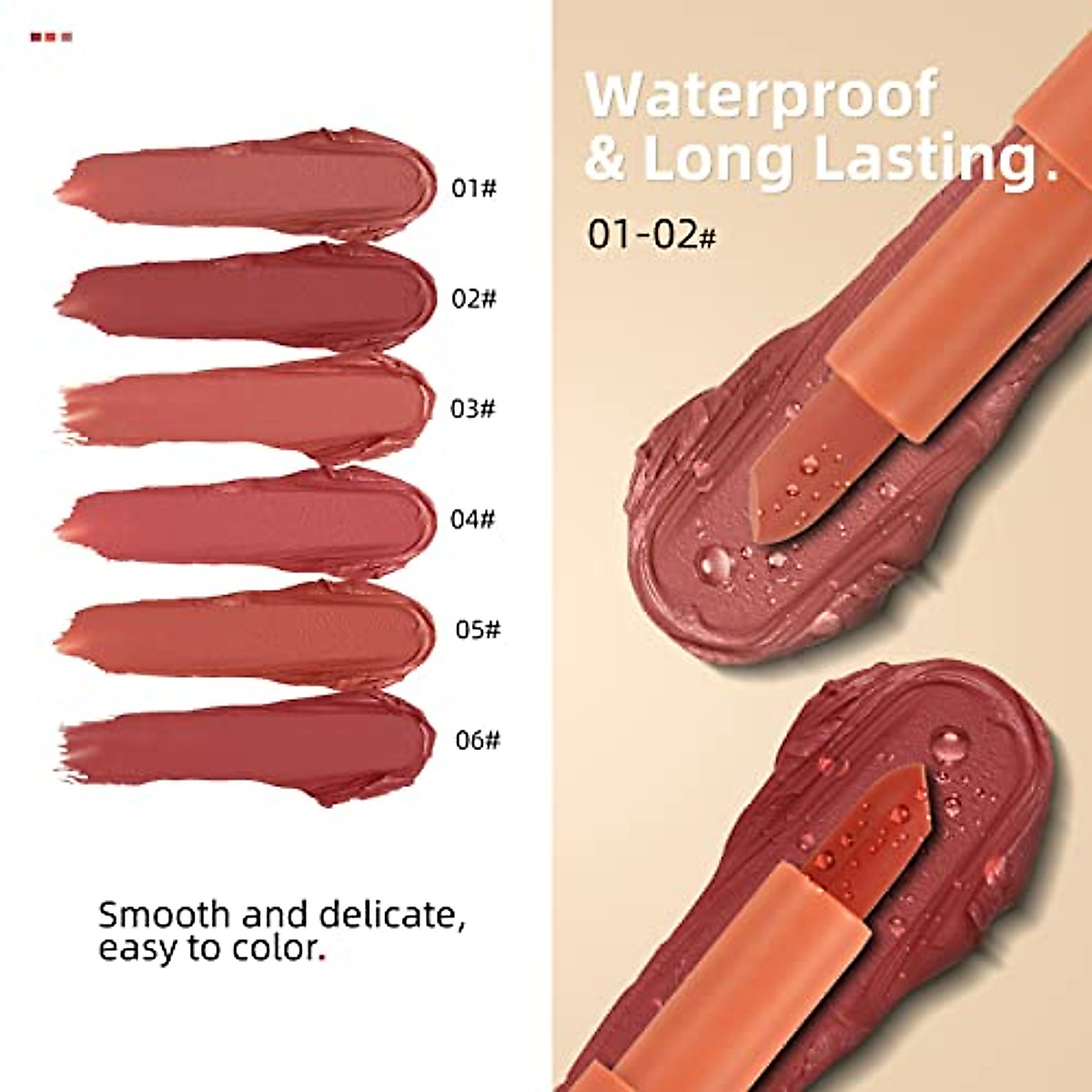 LAMUSELAND Matte Lipstick, 2Pc/Set Waterproof Long Lasting Moisturizing Lip Stain Earphone Dual-color Lip Gloss Primer, Non-stick Cup Lip Make Up Gift Kit for Girls (Red)
