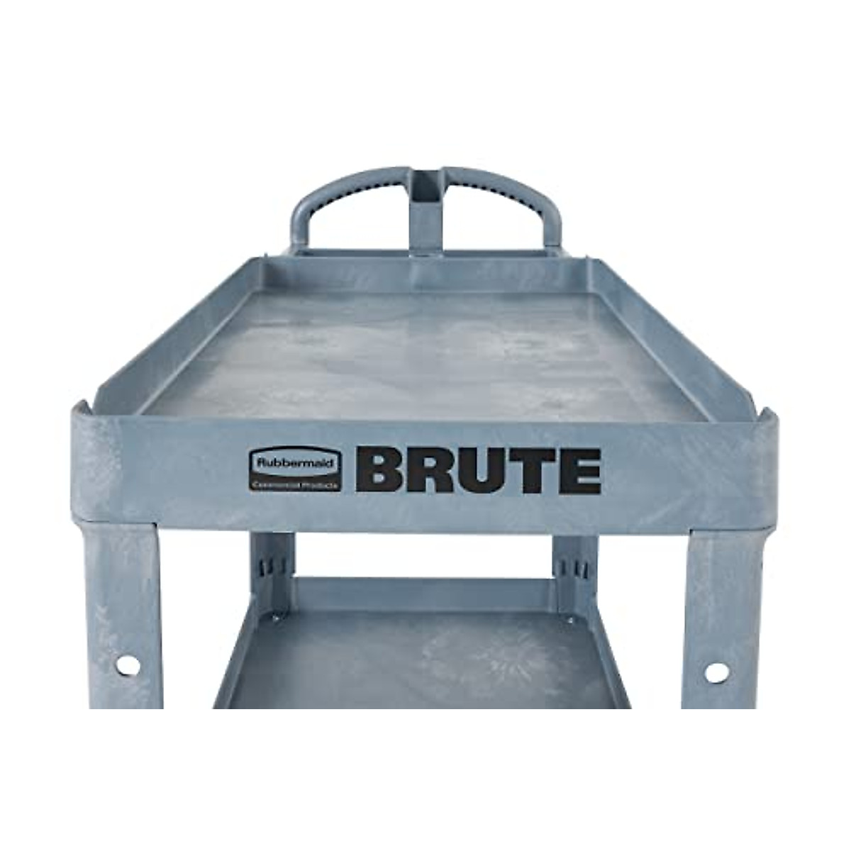 Rubbermaid Commercial Products Brute Heavy Duty 2-Shelf Utility/Service Cart, Medium, Lipped Shelves, Ergonomic Handle, 500 lbs. Capacity, Gray, for Warehouse/Garage/Cleaning/Maintenance/Stadiums