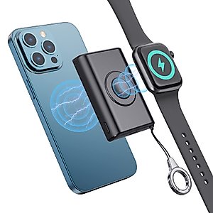 Portable Charger for Apple Watch 8 iPhone, 3000mAh Power Bank Wireless Portable Charger for Mag-Safe iPhone 14 13 Pro Max 12 Pro iWatch 8 7 6 5 4 3 2 Series,Travel Magnetic iWatch Battery Pack
