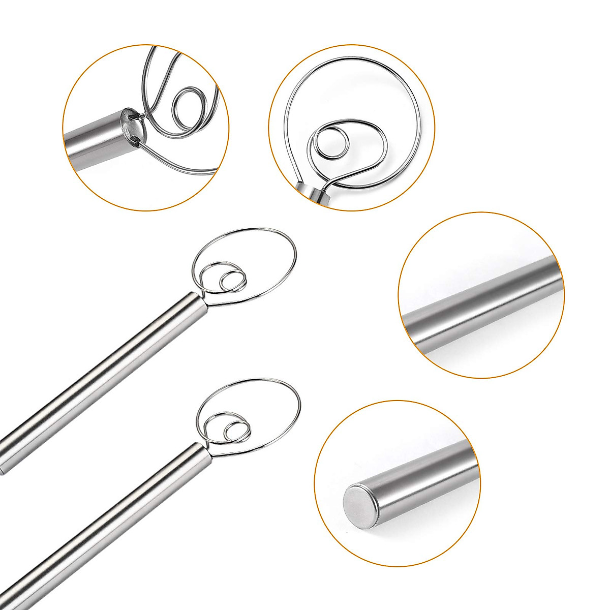 Homsky Danish Dough Whsik 2 Pcs,12 Inch Stainless Steel Dough Mixer for Cooking Bread, Biscuits, Pizza, Pancakes and Eggs