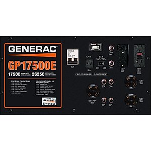Generac 5735 GP17500E 17500-Watt Gas-Powered Portable Generator - Electric Start for Convenience - Durable Design and Reliable Power for Emergencies and Recreation - 49 State Compliant